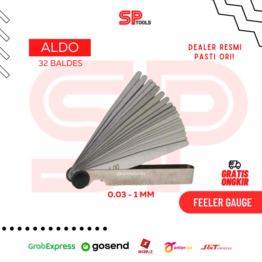 Jual FEELER GAUGE / FULLER ALAT UKUR TEBAL / STEL KLEP 32 BLADES ALDO ...