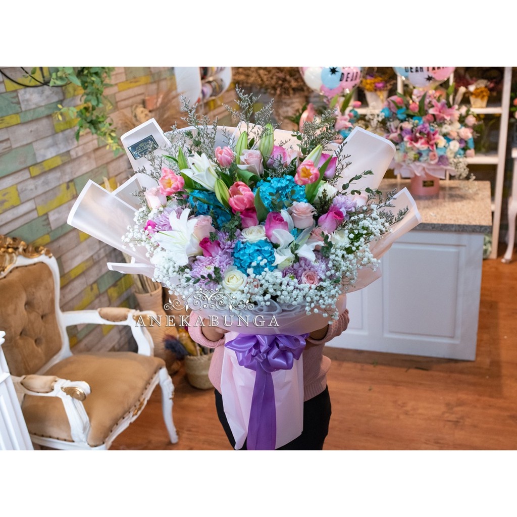 Jual Buket Bunga Warna Warni Asli Colorful Fresh Hand Bouquet Flower ...