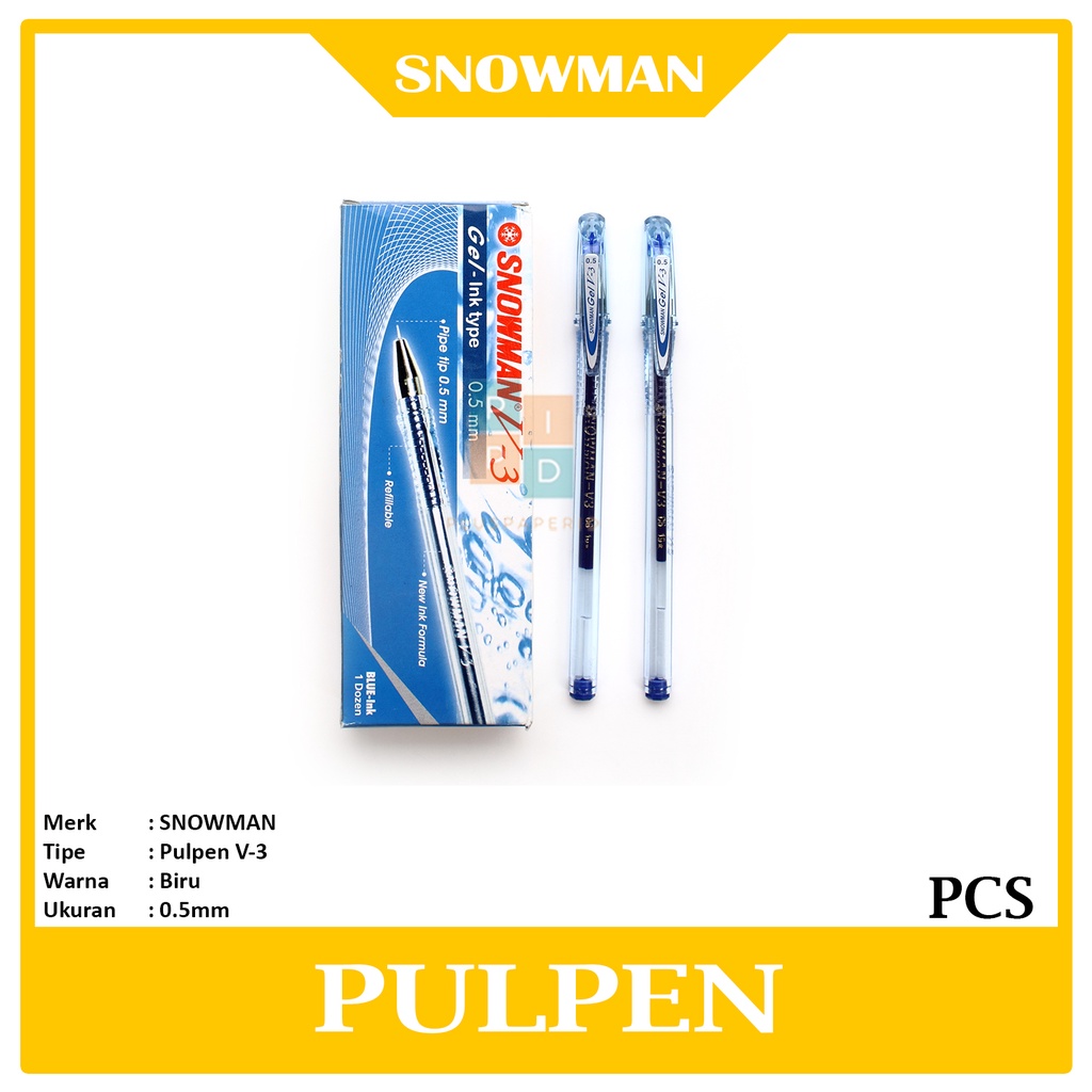 Jual SNOWMAN - Pulpen Gel Pen V-3 Pen gel 0.5mm Merah & Biru - Pcs ...