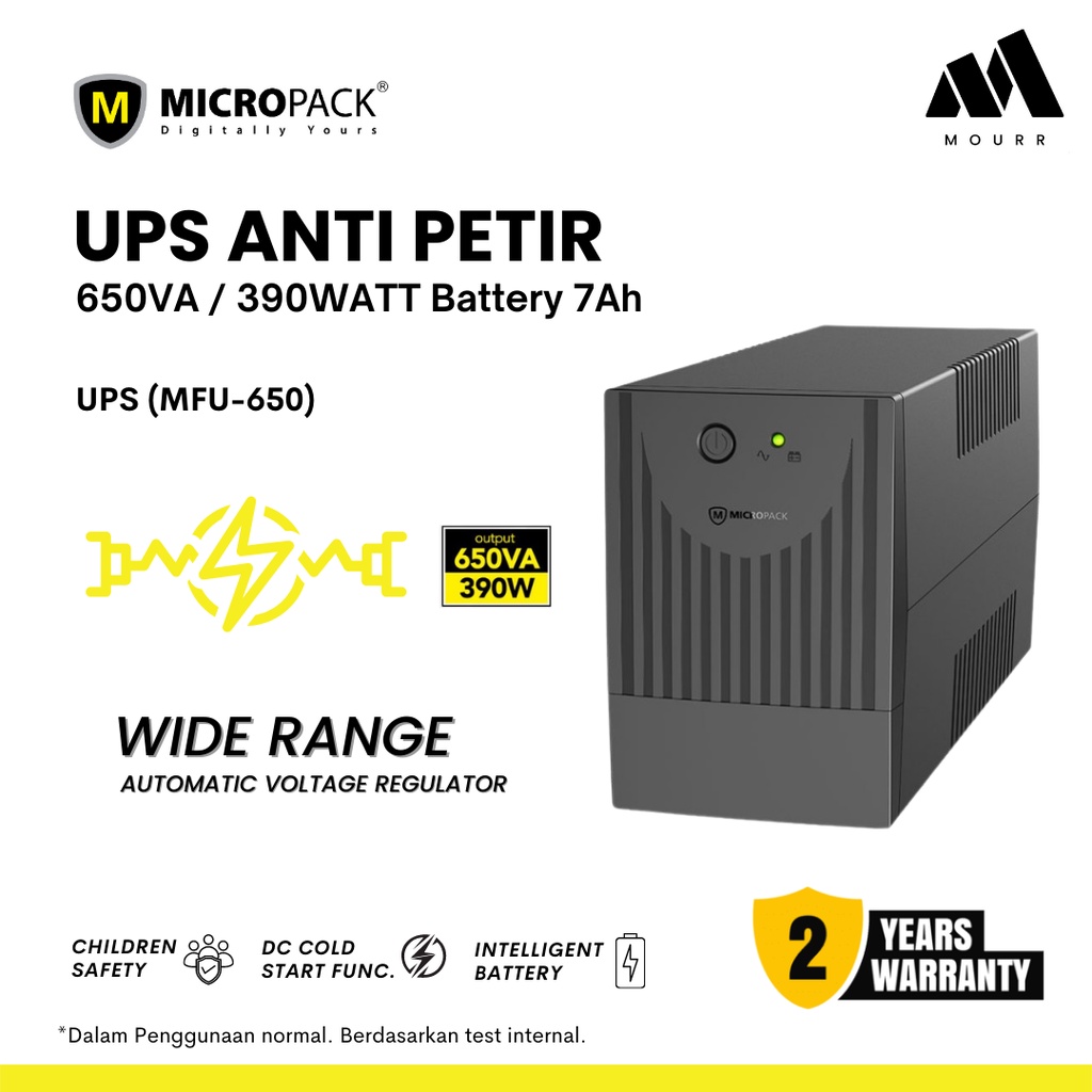 Jual Micropack UPS Anti petir 650VA / 390WATT Battery 7Ah - (MFU-650) | Shopee Indonesia
