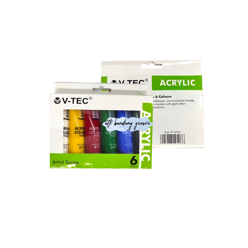Jual Cat Akrilik VTEC VT-635 Acrylic Colours 6 Warna x 35 ML – Set ...