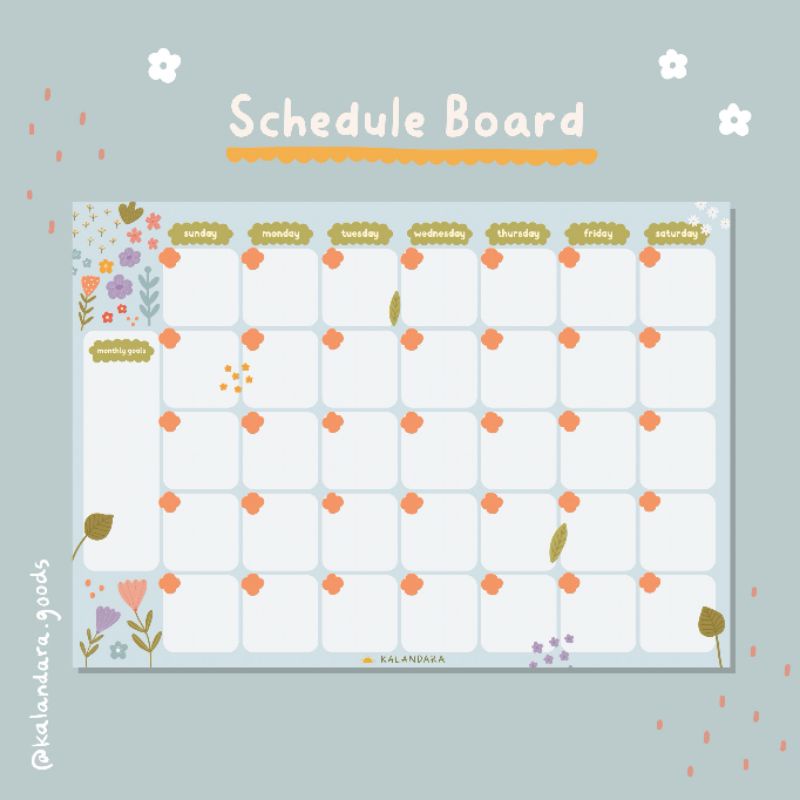 Jual schedule board 2023 A2 papan jadwal estetik unik by Kalandara ...