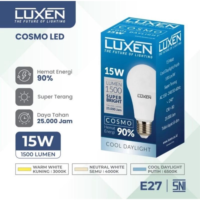 Jual Lampu LED Bulb LUXEN COSMO 15W/15 watt E27 Bergaransi | Shopee Indonesia