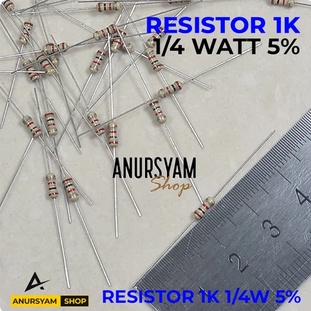 Jual 100 Pcs Resistor 1K 1/4 Watt 5% Resistor 1/4 Watt 1K | Shopee Indonesia