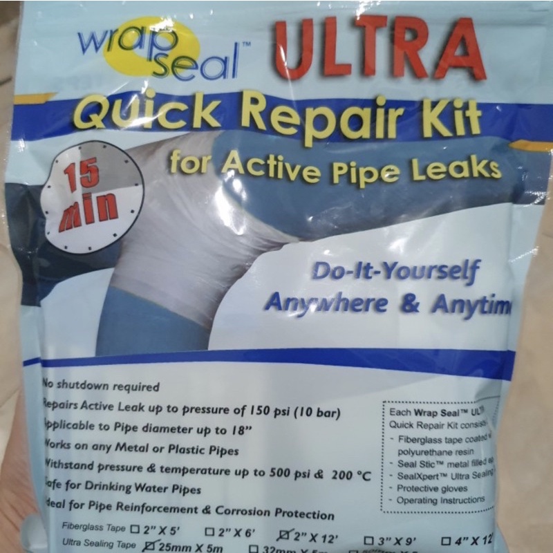 Jual WRAP SEAL ULTRA QUICK REPAIR KIT FOR ACTIVE PIPE LEAKS SIZE 2"x12" | Shopee Indonesia