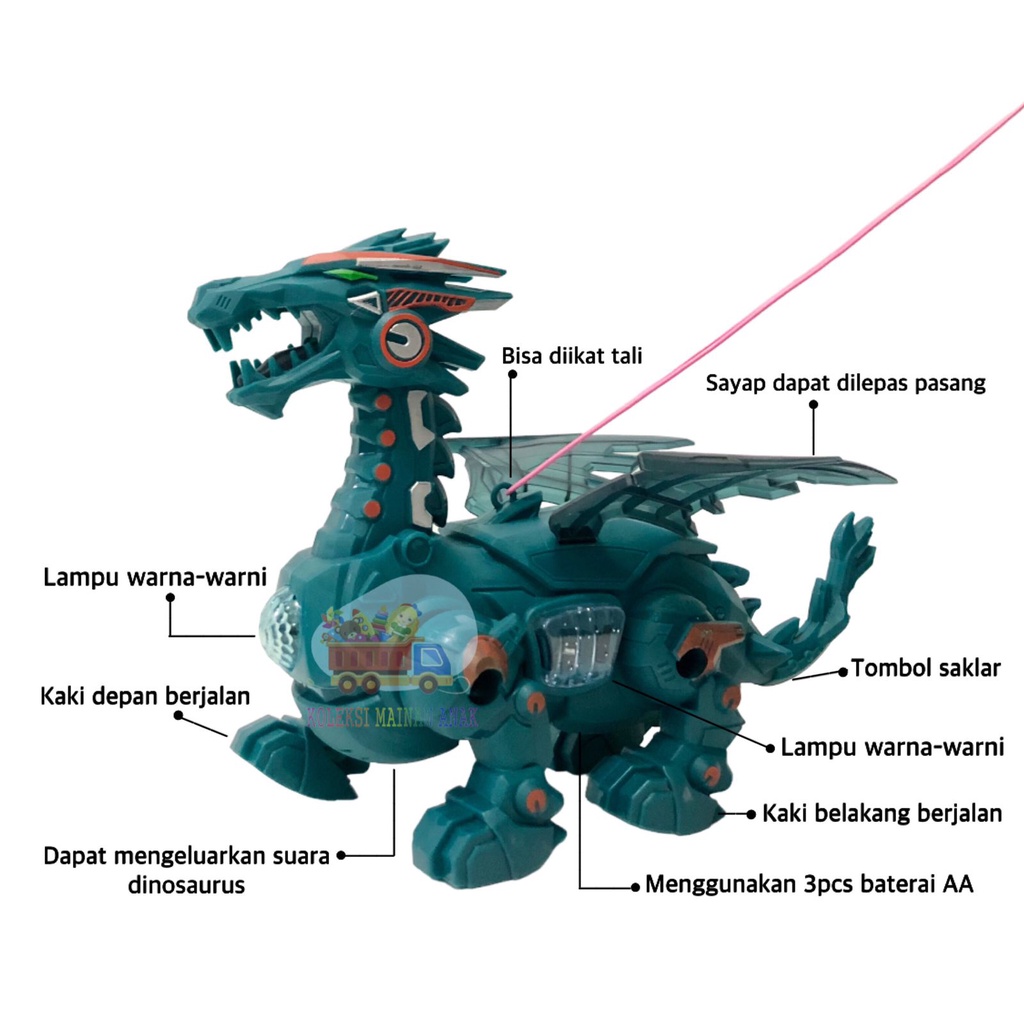 Jual Mainan anak robot elektrik dinosaurus berjalan figure dino naga ...