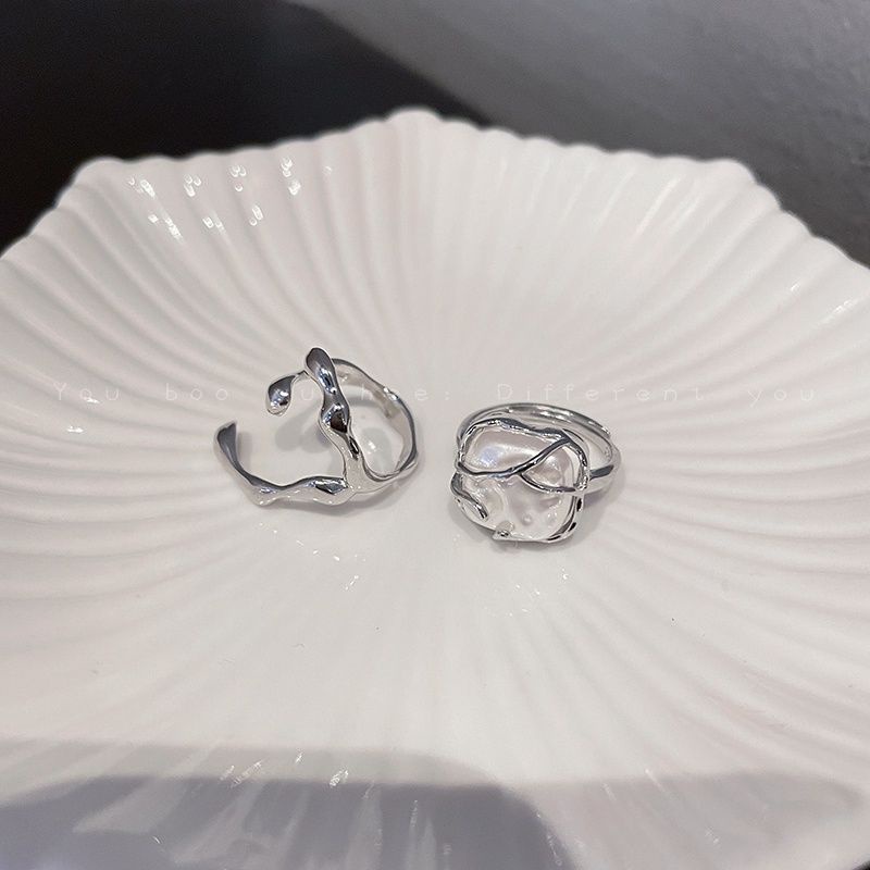 Jual Tama Abstract Silver Ring Set | Cincin Perak Vintage Adjustable ...