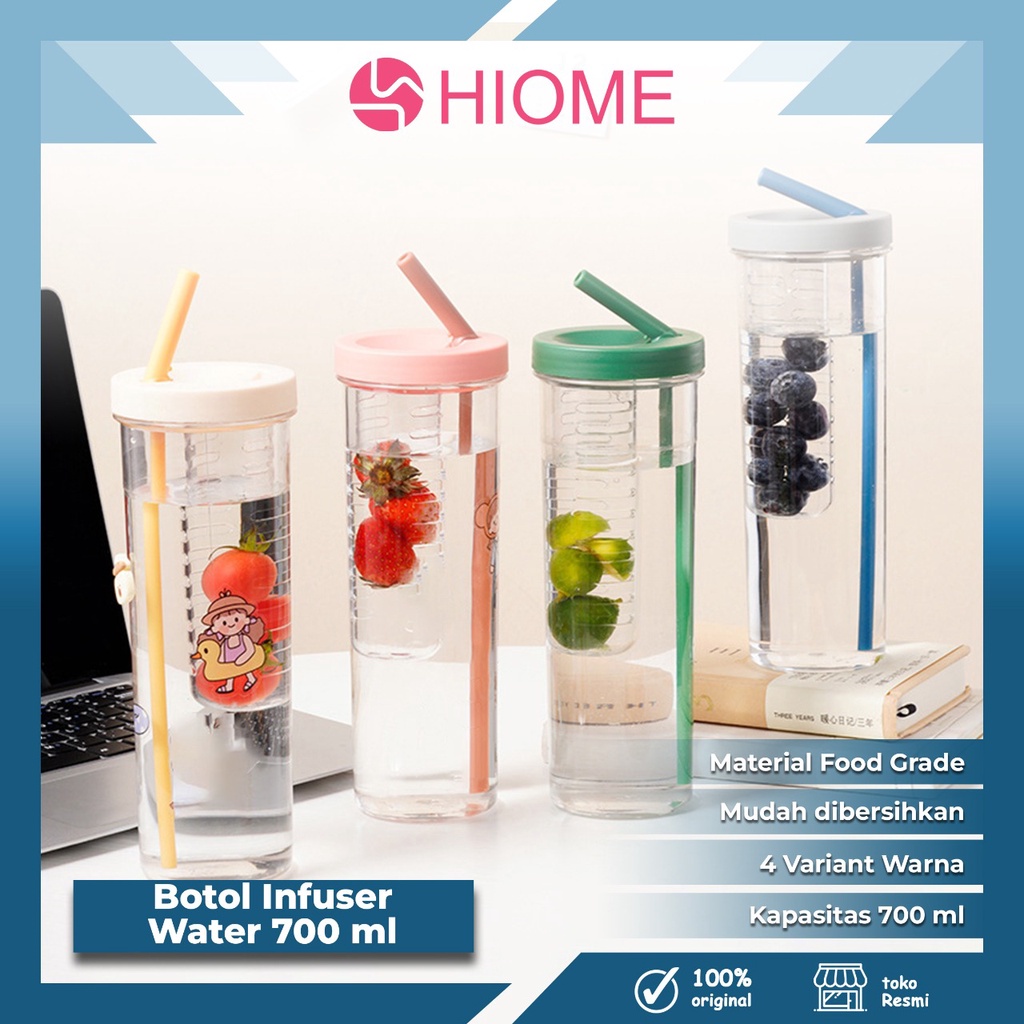 Jual HIOME Botol Infused Water 700ml/Botol Minum Sedotan Lipat Portable ...
