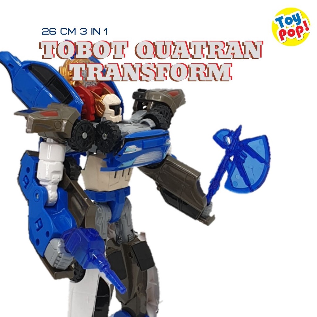 Jual Mainan anak Robot Tobot tritan champion transformer Biru 26 cm ...