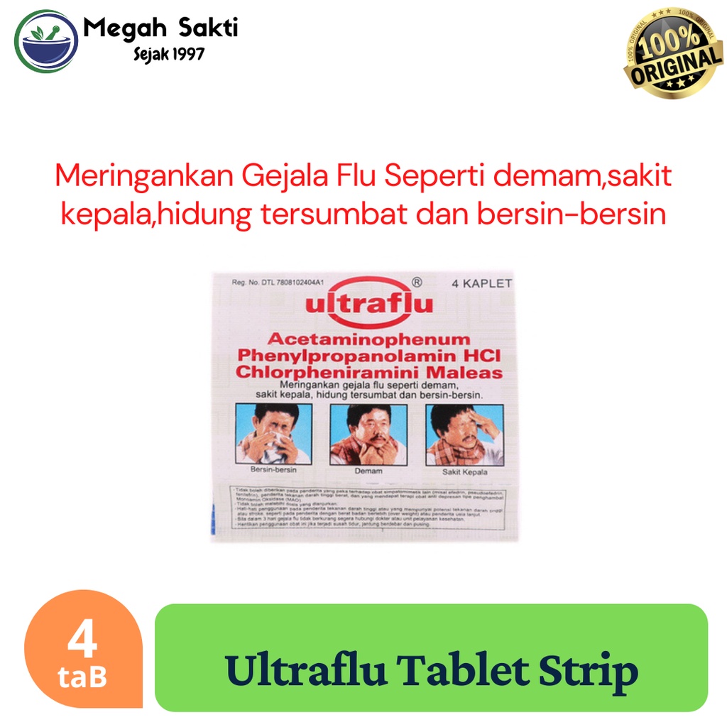 Jual Megah Sakti - Ultraflu Tablet - Obat Pereda Flu, Bersin, Demam ...