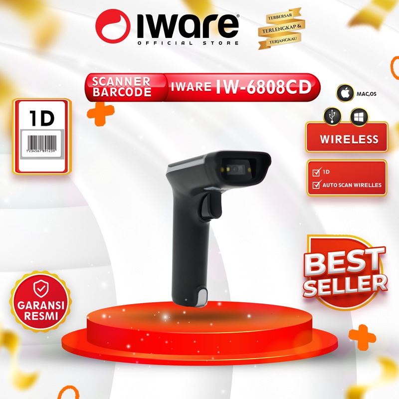 Jual Barcode Scanner 1D Wireless IW-6808CD 2.4Ghz Autoscan Dongle Bisa ...