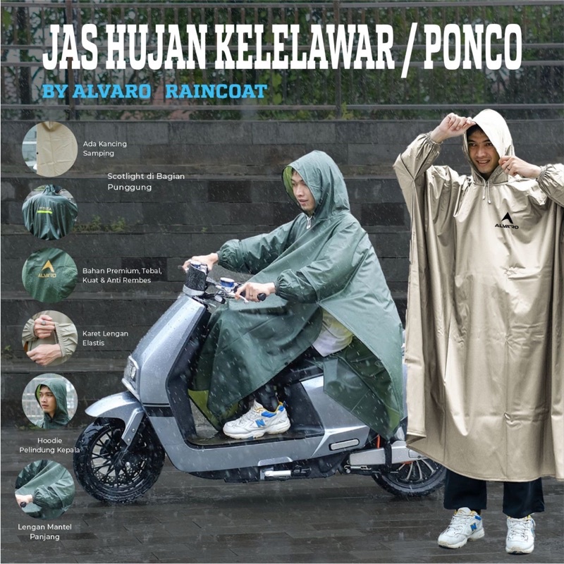 Jual Jas Hujan Ponco Pria dan Wanita Pvc 0,25 Tahan air Tebal Mantel kelelawar Mantol Jumbo ...