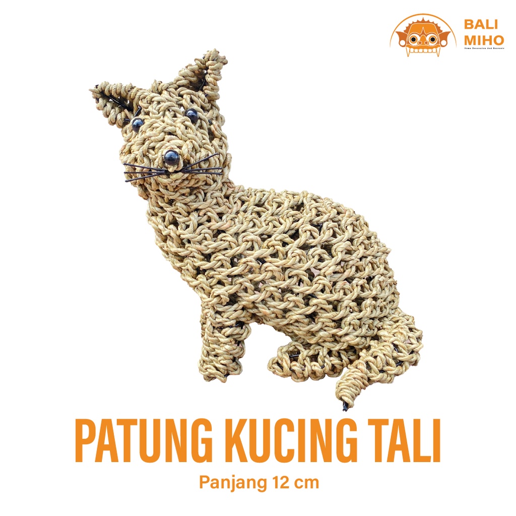 Jual Patung Kucing Dari Tali Enceng Gondok 30 cm - Patung Kucing ...