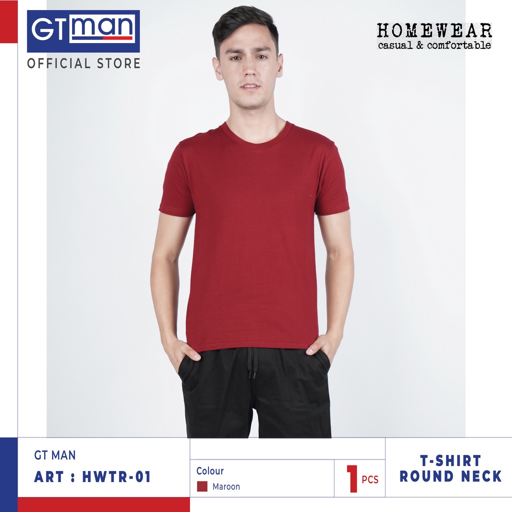 Jual GT MAN HOMEWEAR TSHIRT ROUND NECK MAROON MEN | Shopee Indonesia