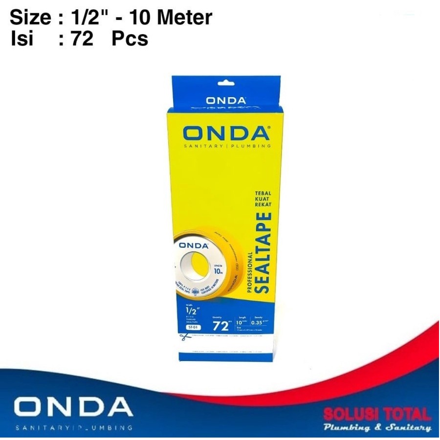 Jual [GROSIR 1 Pack 72 Pcs] Seal tape ONDA 10 Meter Sealtape / Isolasi pipa keran siltip ...