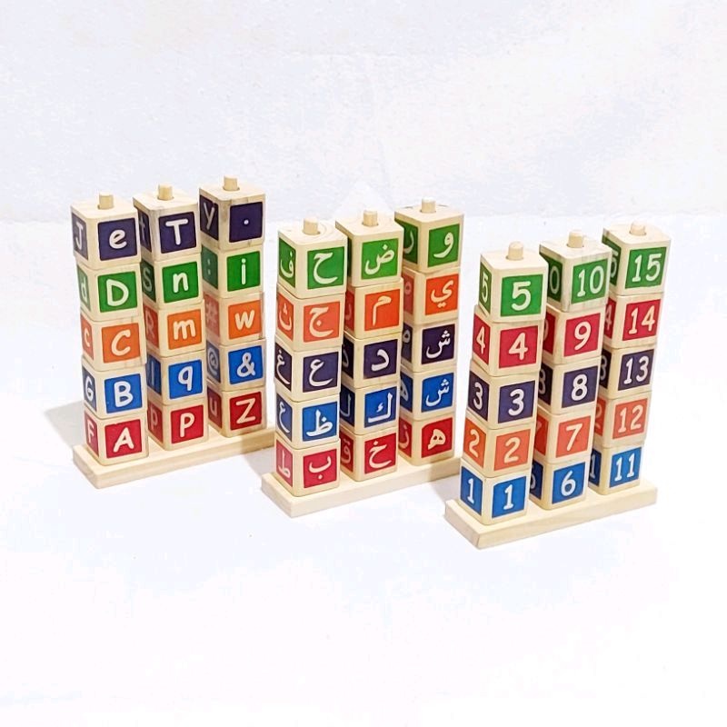 Jual edukasianakpintar_indonesia - Balok huruf - Balok angka - Balok ...