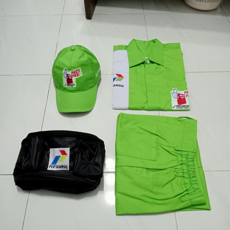 Jual Seragam +Topi+Tas SPBU Pertamina 1 Set Office boy Pasti Pas / Baju ...