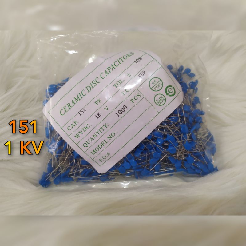 Jual 1.000 pcs Kapasitor keramik 151 1kv capacitor ceramic 150 pf 1 kv ...