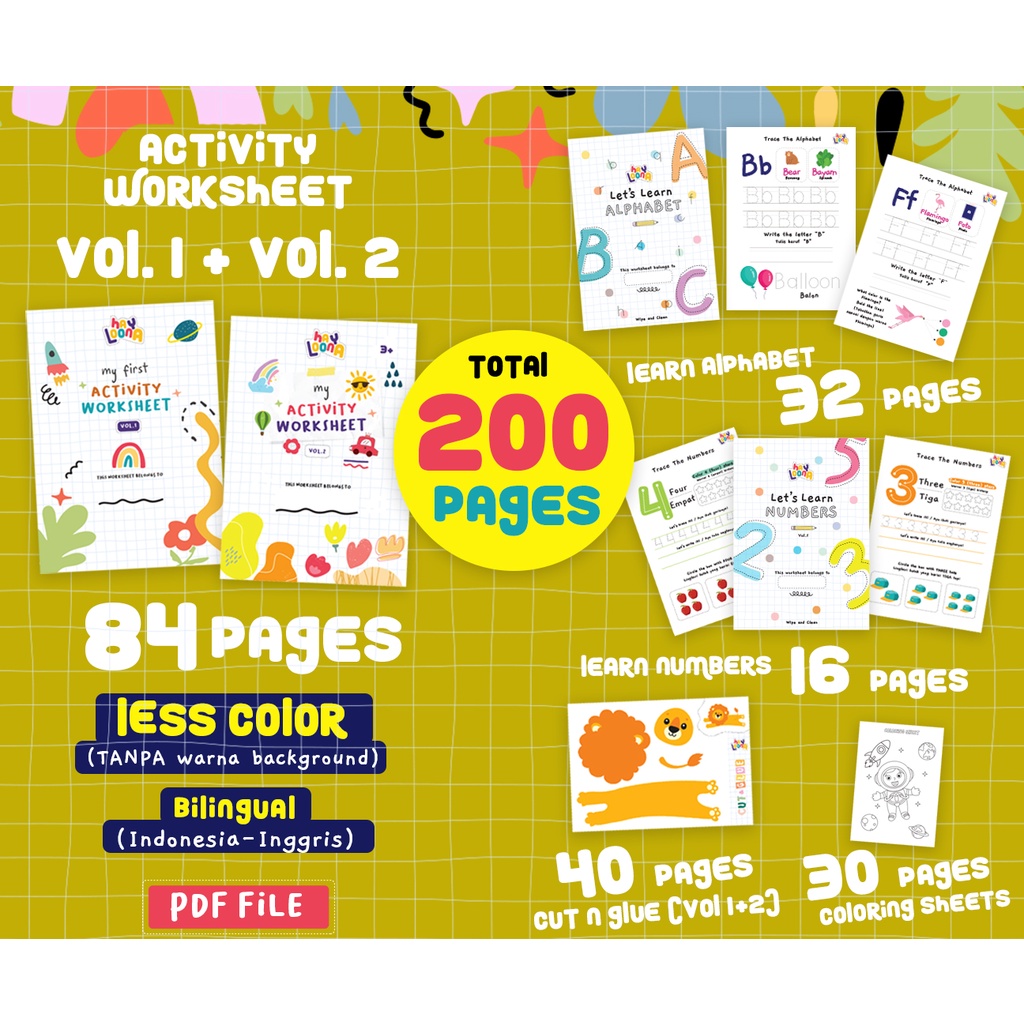 Jual 280 Halaman Printable Worksheet Lembar Aktifitas Anak Paud Balita ...