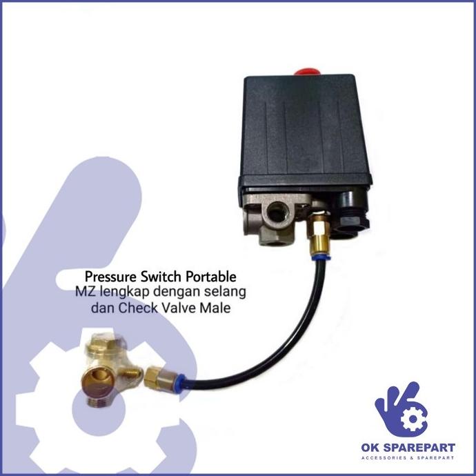 Jual Check Valve Male Plus Pressure Switch Otomatis Kompresor Portable ...