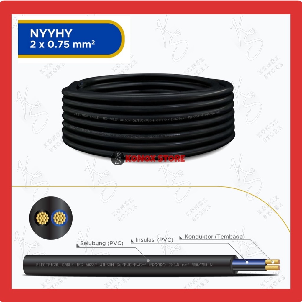 Jual KABEL SERABUT NYMHY / KABEL NYMHY 2x0.75 mm2 | Shopee Indonesia