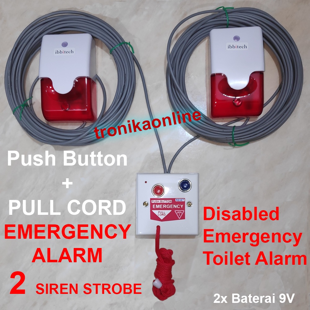 Jual EMERGENCY PULL CORD ALARM 2 SIREN bathroom restroom toilet panic ...