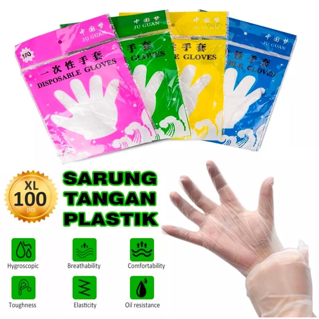 Jual Sarung Tangan Plastik isi 100 pcs Disposable plastic sekali pakai | Shopee Indonesia