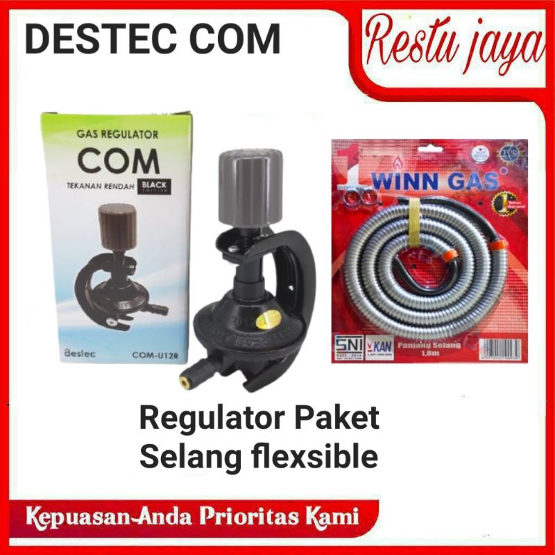 Jual REGULATOR GAS ELPIJI DESTEC COM-U12R NON METER+ SELANG FLEKSIBLE ...