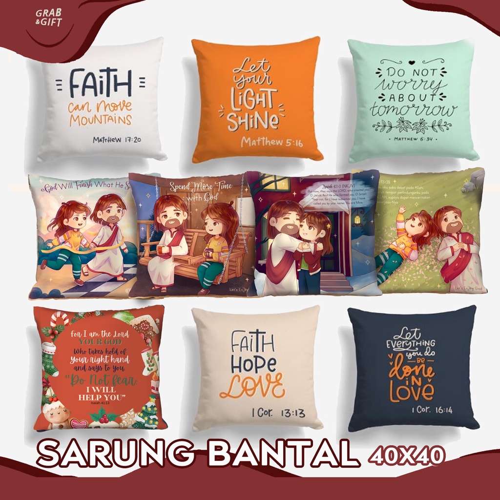 Jual SARUNG Bantal Sofa Print Motif Ayat Alkitab Kristen / Bible Words ...