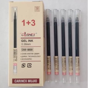 Jual (12 Pcs) Pena Gel Carinex Mujio 0.38 CNX-8808 Hitam (Lusin ...