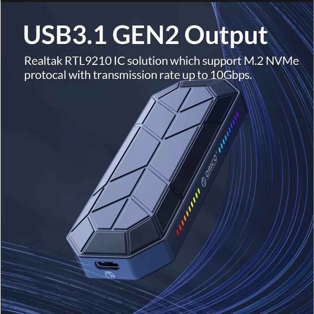 Jual Casing RGB SSD M2 NVME Ke USB Tipe C 3.1 Gen2 10Gbps SSD Box Cool ...