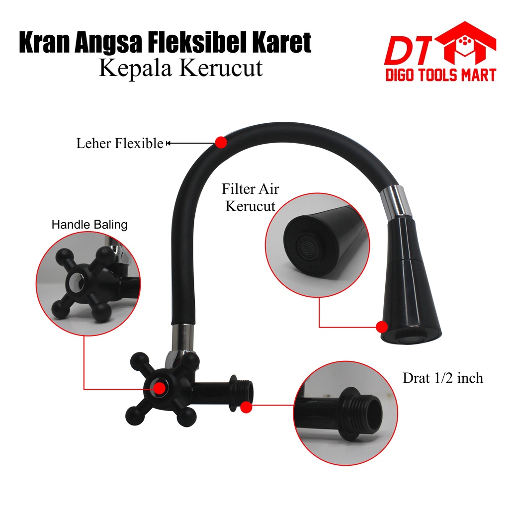 Jual Keran Angsa Fleksibel Karet Kepala Kerucut Baling Kran Cuci Piring ...