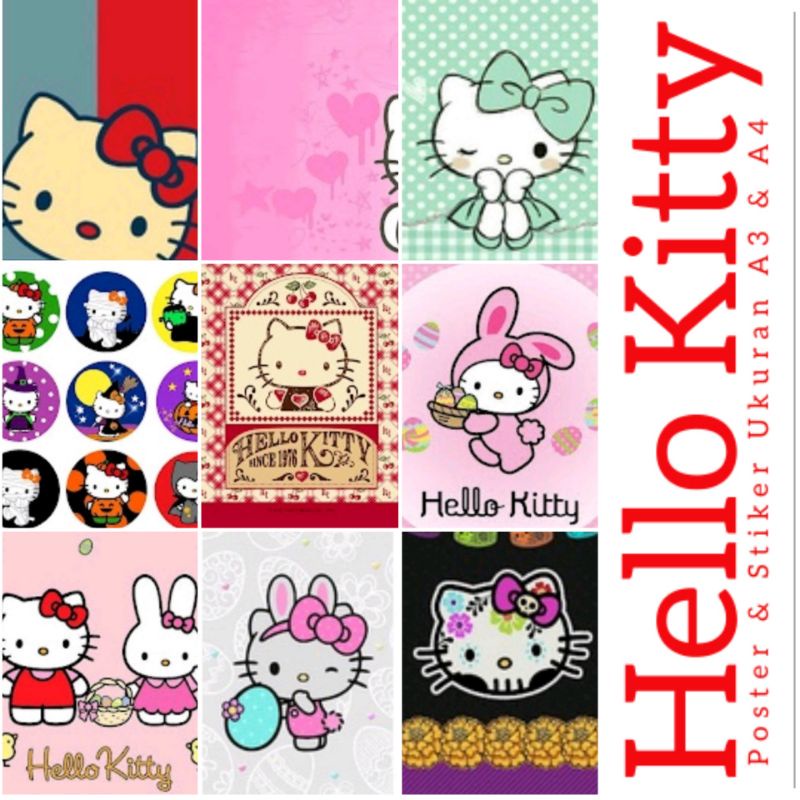 Jual Sticker Poster Hello Kitty helo kity kiti Hellokity stiker Vynil ...