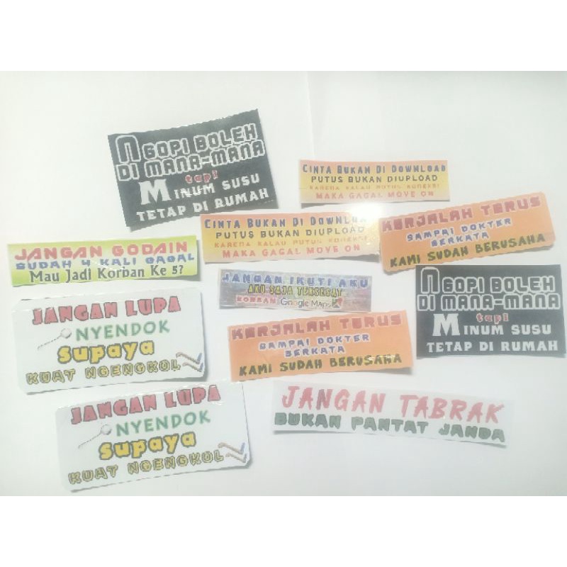 Jual Cetak Stiker Kata-kata Unik dan Lucu Bentuk Persegi (Petak ...