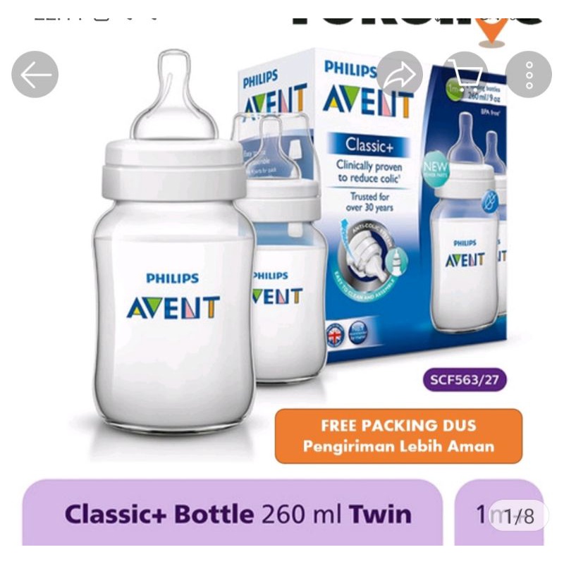 Jual philip avent classic 125ml & 260ml botol susu avent philip ...