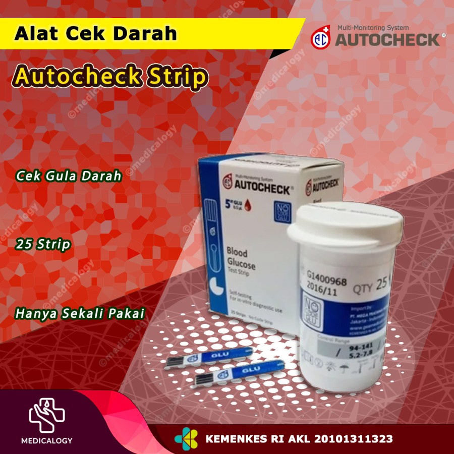 Jual AutoCheck Strip Alat Cek Gula Darah isi 25 | Shopee Indonesia
