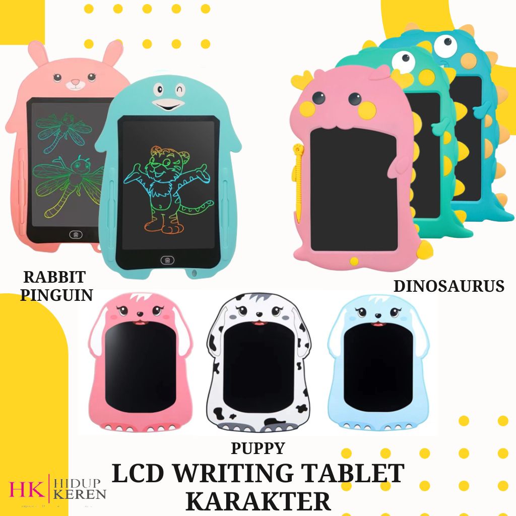 Jual LCD Writing Tablet 8 Inch Karakter Kelinci Dinosaurus Puppy Papan ...
