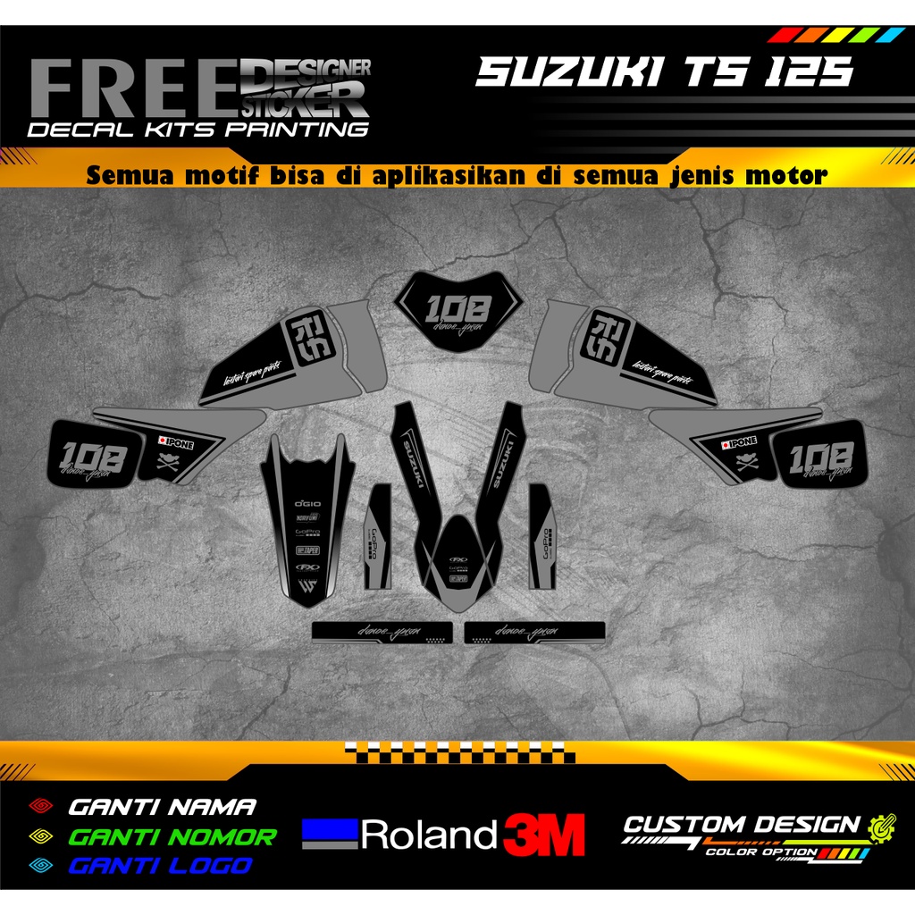 Jual DECAL STICKER SUZUKI TS 125 CUSTOM DESIGN WS02 | Shopee Indonesia