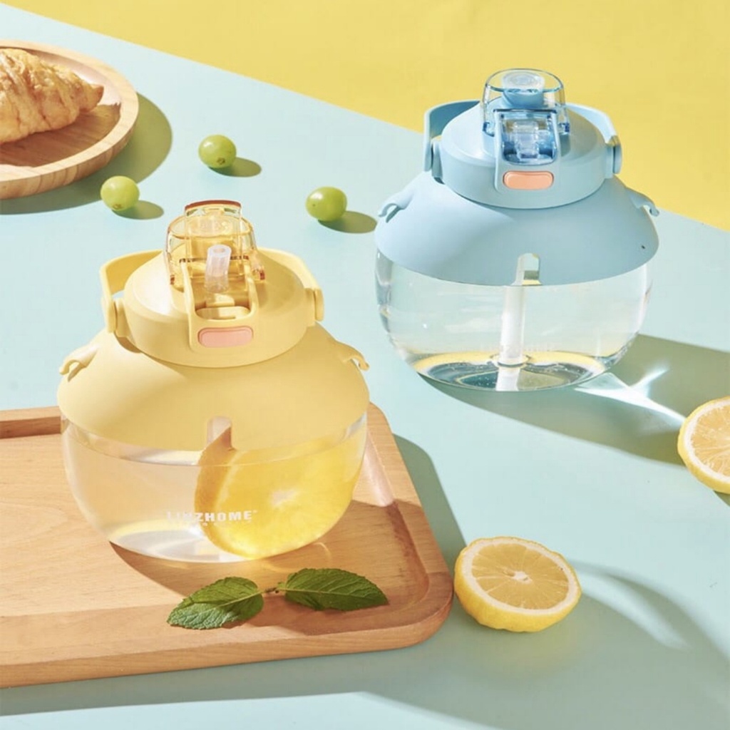 Jual Botol minum bening bulat 1200ml dengan tali food grade quality ...