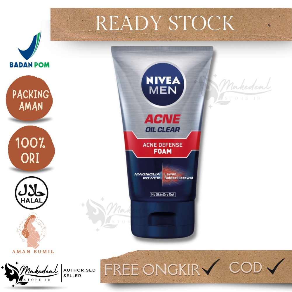 Jual NIVEA MEN Personal Care Men Acne Oil Clear Acne Defense Foam - 100 ml | Shopee Indonesia