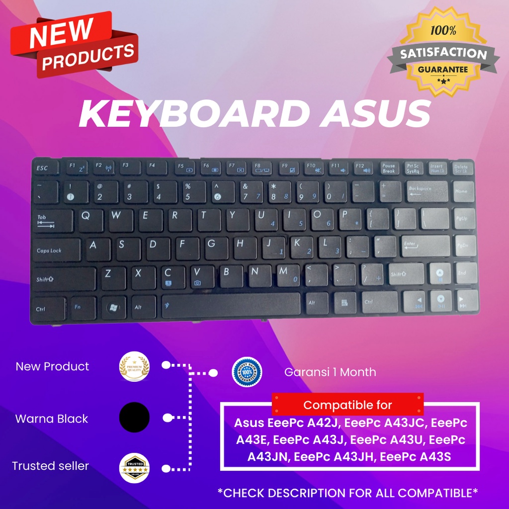 Jual Keyboard Laptop Asus A42 K43 NON BAUT NON FRAME | Shopee Indonesia