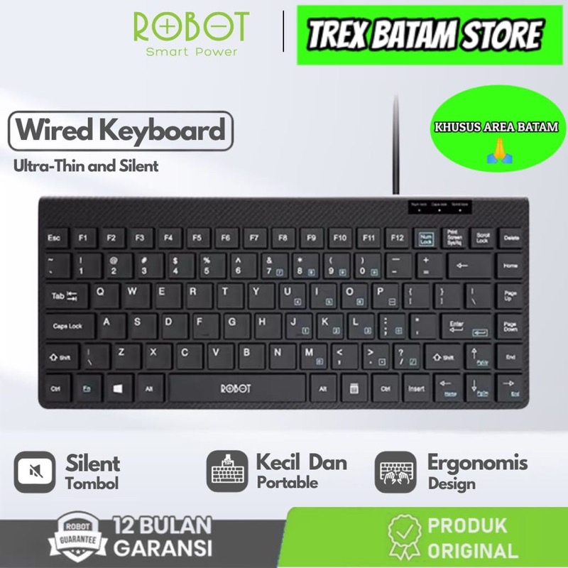 Jual ROBOT RK10 PORTABLE MINI WIRED KEYBOARD ULTRA THIN (BATAM) | Shopee Indonesia