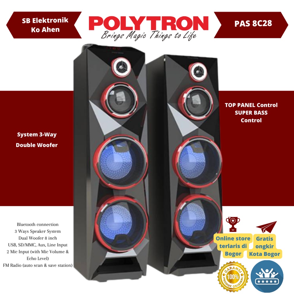 Jual SPEAKER AKTIF POLYTRON PAS 8C28 Dual Woofer 8 inch | Shopee Indonesia