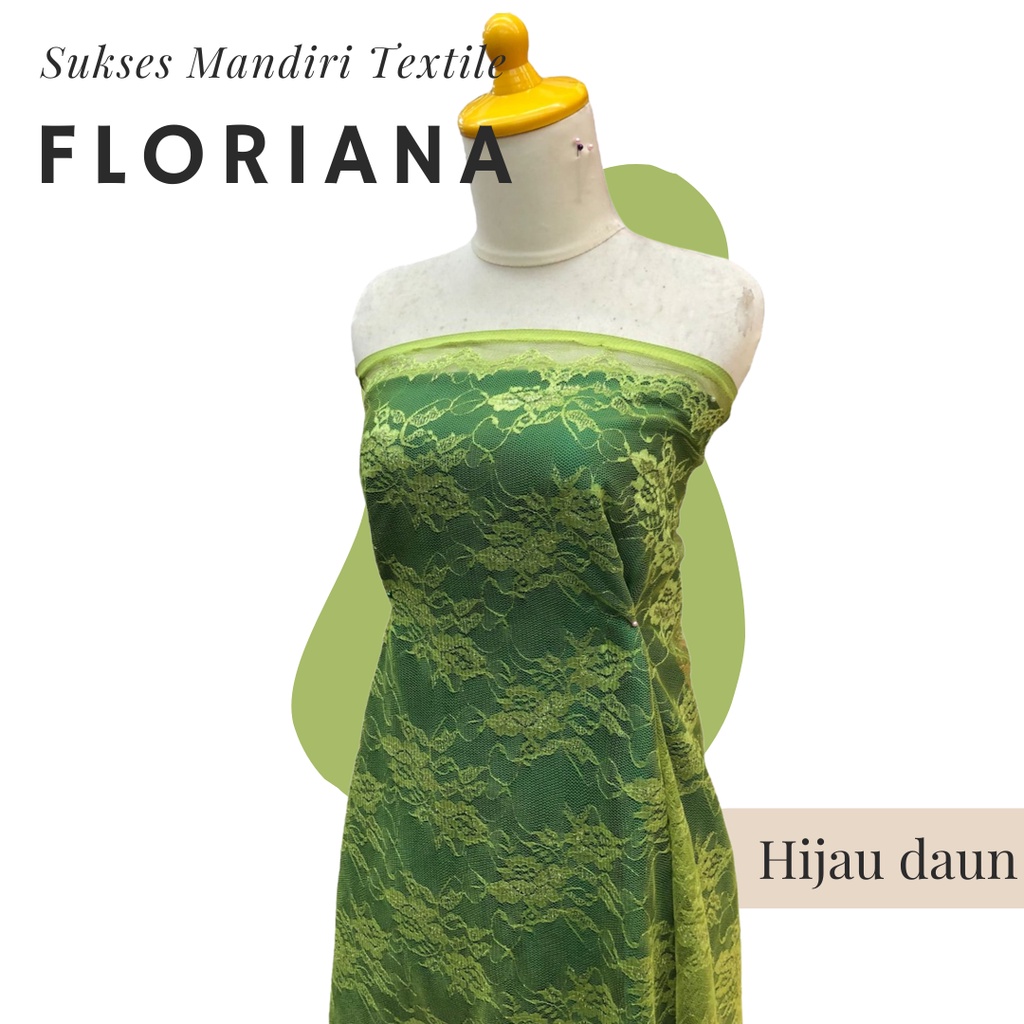 Jual [FLORIANA] Brokat Tulle (Tile) Metallic Bunga Couple Hijau daun ...