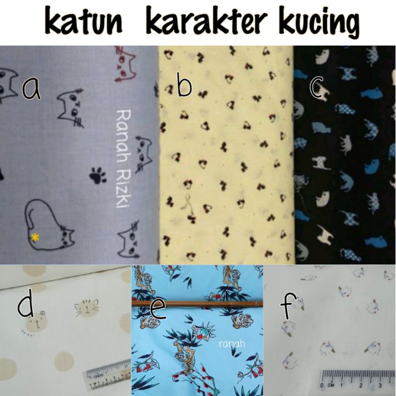 Jual kain katun motif kucing kk084 / bahan kemeja karakter hewan / cat ...
