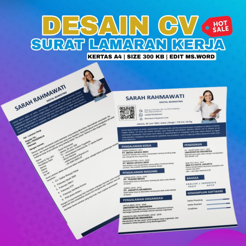 Jual TEMPLATE CV SURAT LAMARAN KERJA | DESAIN CV MENARIK | JASA DESAIN CV | Shopee Indonesia