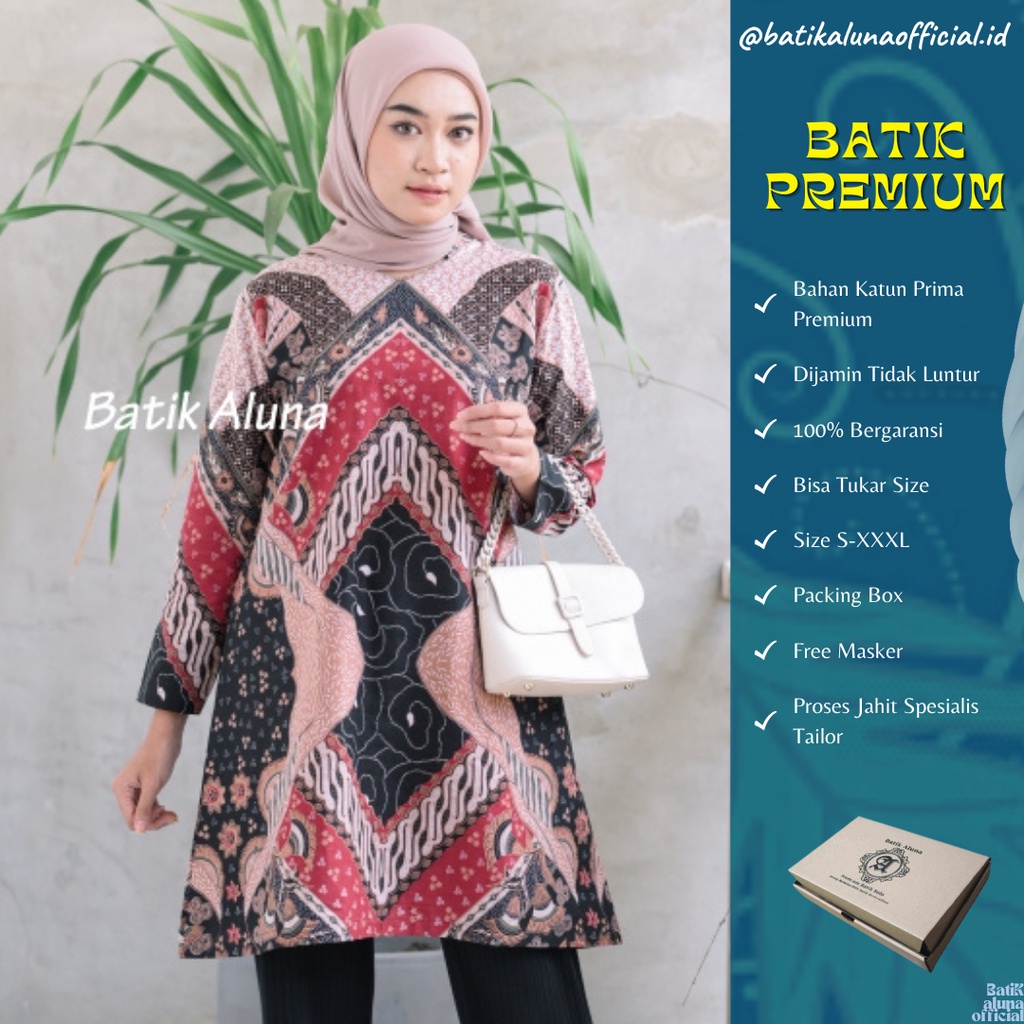 Jual Batik Cewek Tunik Premium TBA 005 Batik Wanita Premium Modern 2022 ...