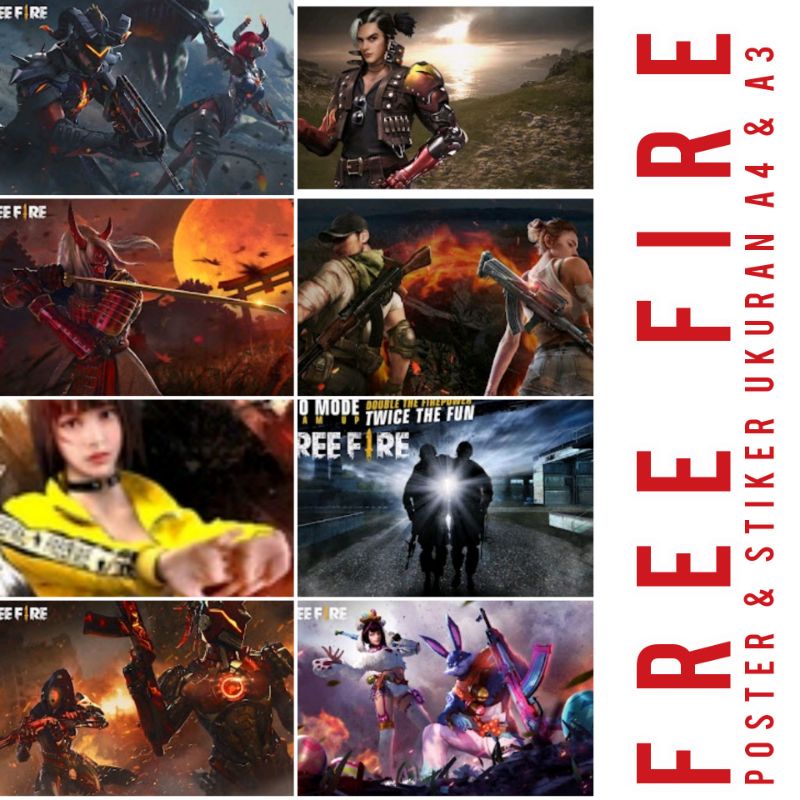 Jual Sticker Poster Free Fire FF Game Stile stiker Vynil lukisan Hiasan ...