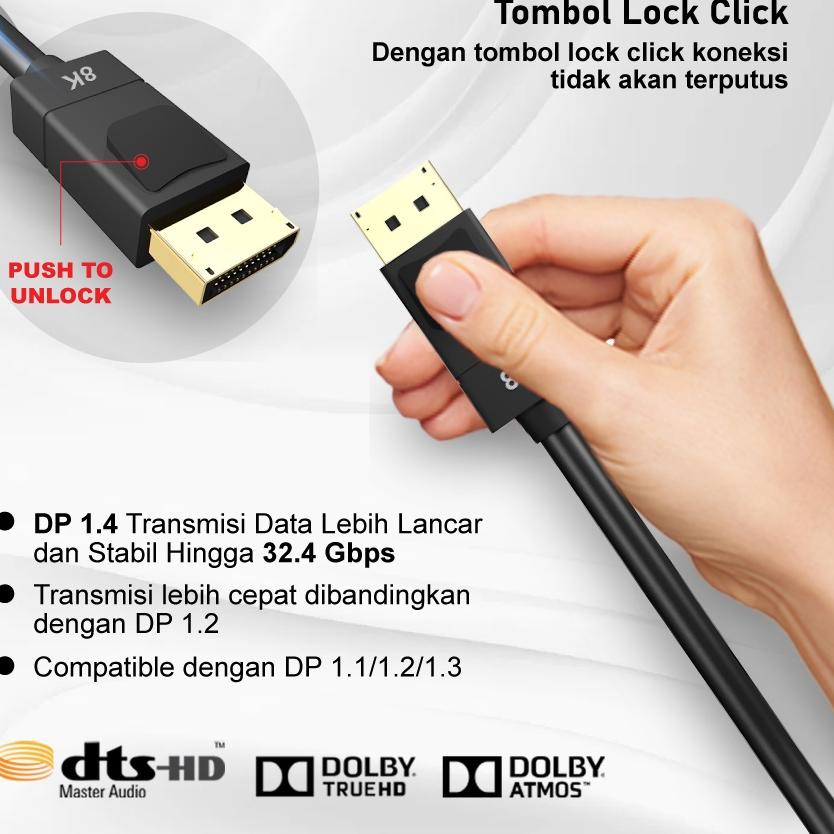 Jual Garansi Terhemat Kabel Display Port Male to Male Laptop Monitor DP 8K 1M PX DP-1MM | Shopee ...