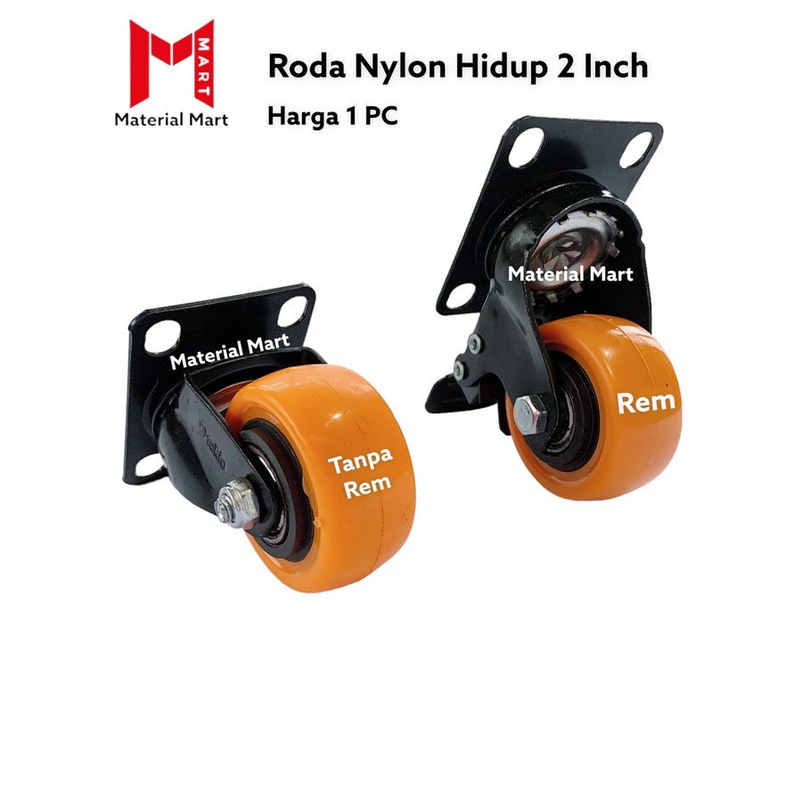 Jual Roda Nylon 2 Inch Hidup | Roda Kastor Nylon 2" Rem | Roda Etalase ...